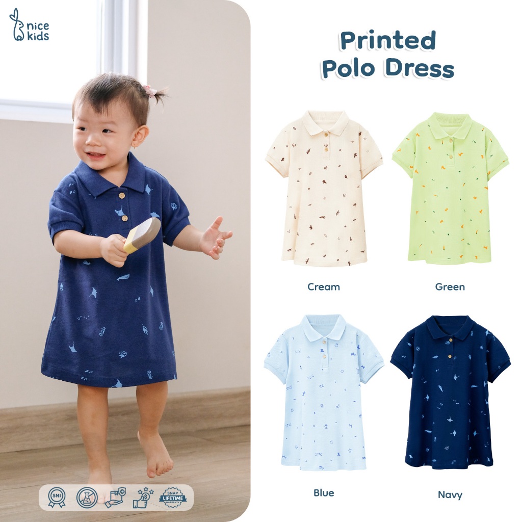 Jual Nice Kids - Printed Polo Dress Terusan Berkerah Motif Anak ...