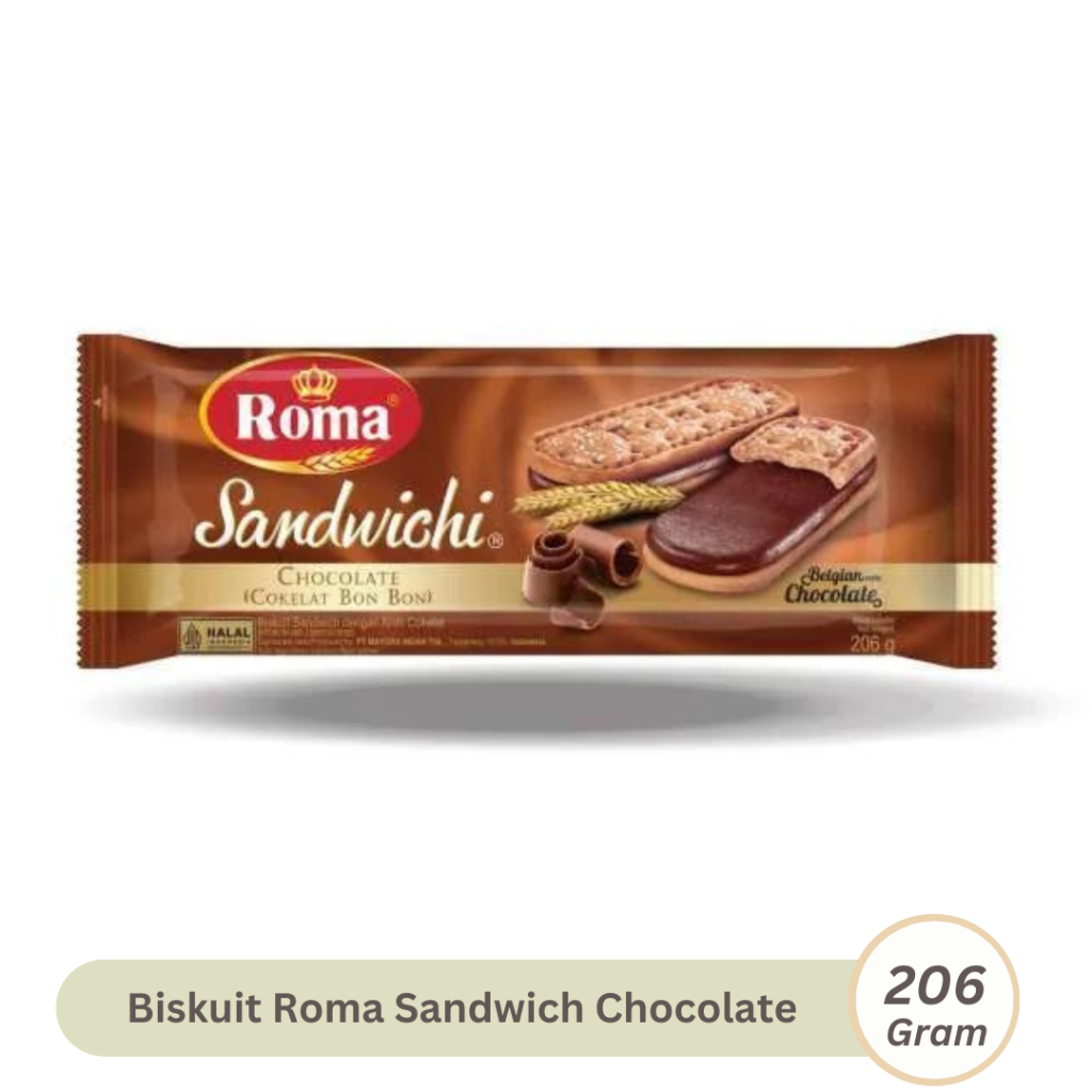 Jual Roma Sandwichi Chocolate 206gr Sandwich Cokelat Bon Bon Biskuit ...