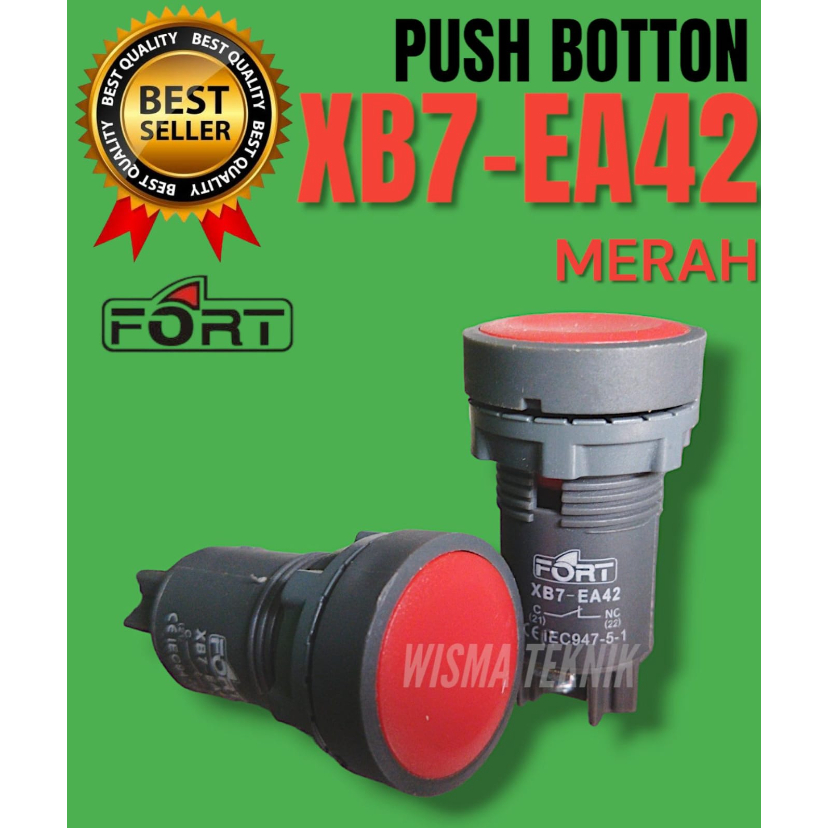 Jual Push Button Switch Fort 22mm XB7EA42 Merah | Shopee Indonesia