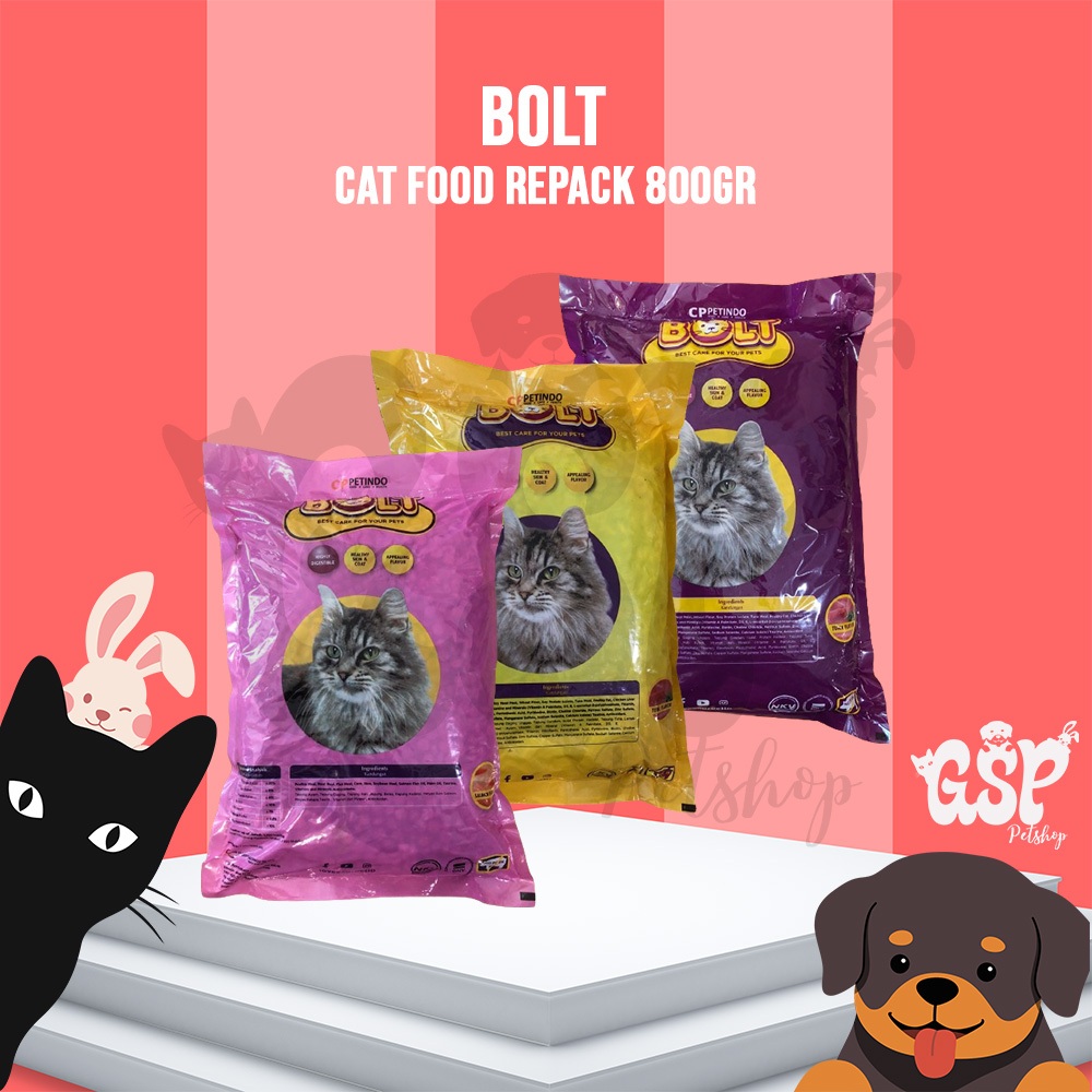Jual BOLT CAT FOOD 800GR Makanan Pakan Kucing Kering Bolt Repack 800 gr ...