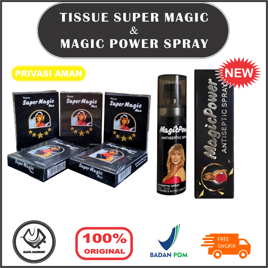 Jual Tissue Super Magic Man isi 6 pcs & Magic Power Spray 15 ml ...