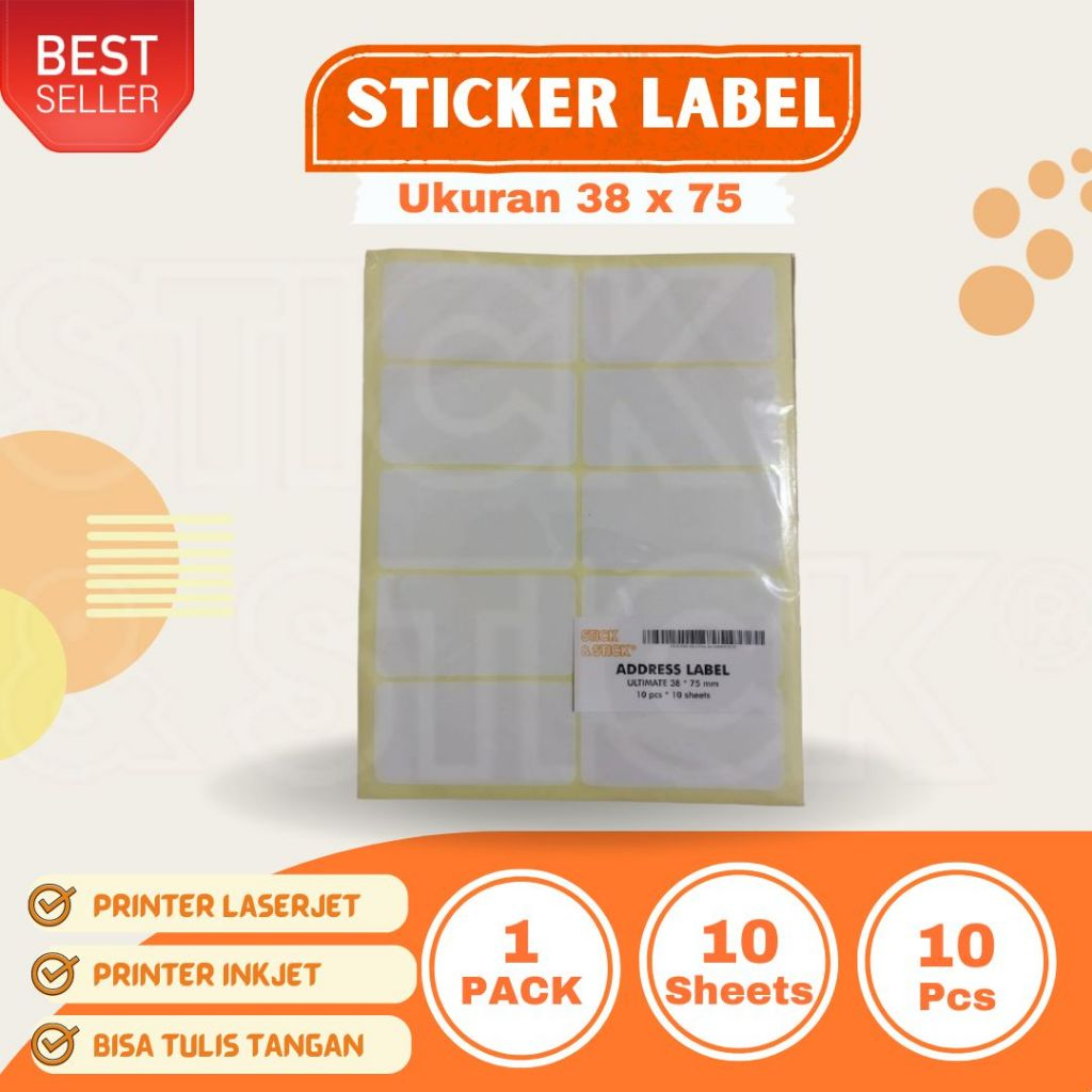 Jual Sticker Self Adhesive Address Label 38x75 mm Tom Putih Polos ...