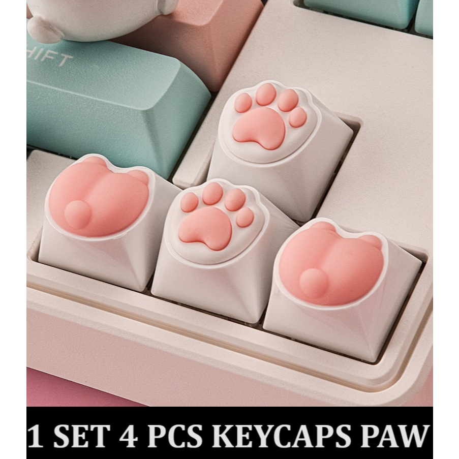 Jual L068 1 SET 4 pcs Keycaps paw dog Cat Paw Keycap Mechanical ...