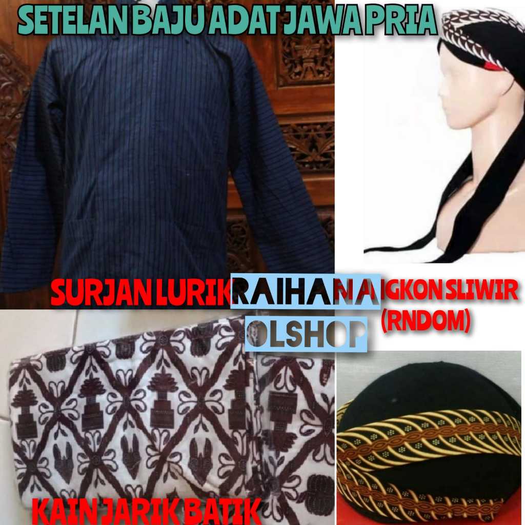 Jual SEPAKET BAJU ADAT JAWA PRIA | SURJAN LURIK BIRU HITAM + KAIN JARIK BATIK + BLANGKON SLIWIR ...