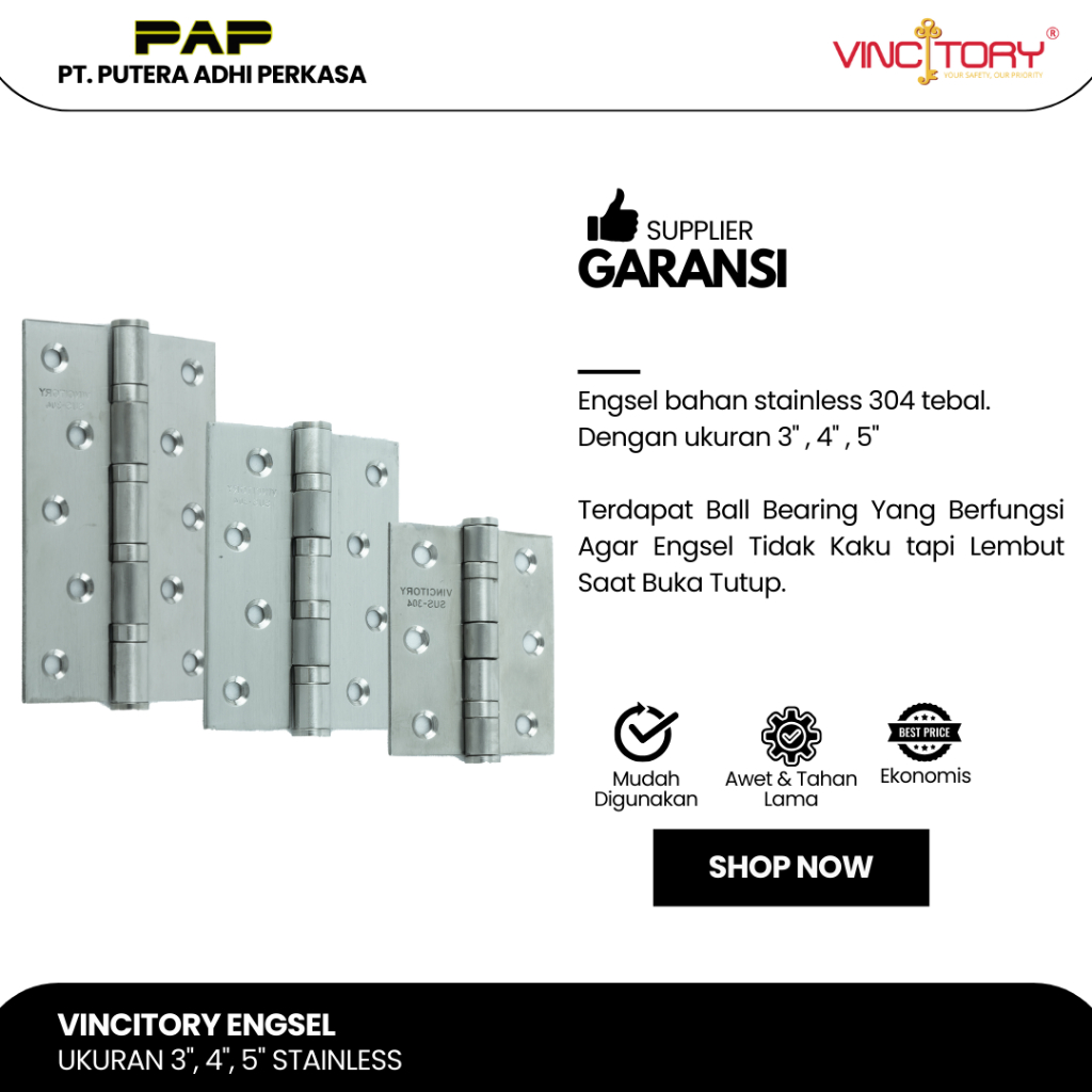 Jual Engsel Stainless 5 4 3 Inch / Engsel Pintu / Engsel Plat Jendela ...