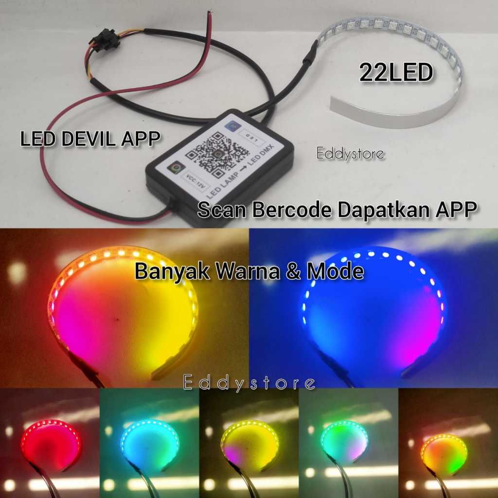 Jual Lampu LED mode 22 LED Devil eye Demon Eye RGB APP banyak warna dan ...
