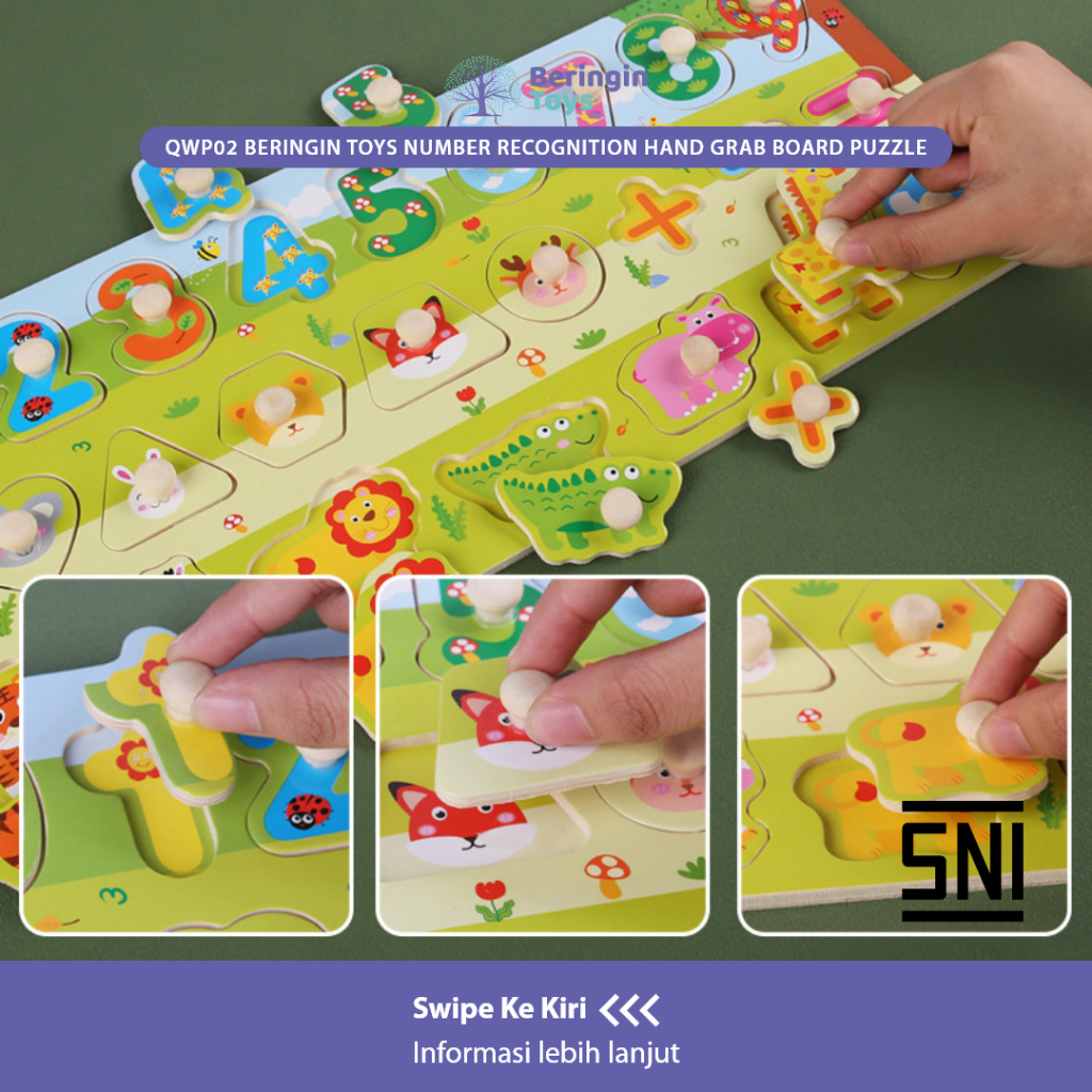Jual Beringin Toys - Number Recognition Hand Grab Board Puzzle Random ...