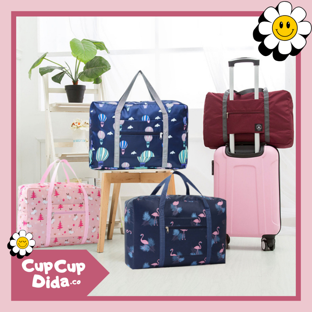 Jual Tas Traveling Wanita Lipat Motif Foldable Travel Bag Organizer ...