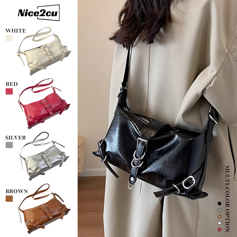 Jual COD Tas Bahu Wanita Kulit Tas Bahu Wanita Sederhana Tas Mode Sederhana Ketiak Glossy Black ...