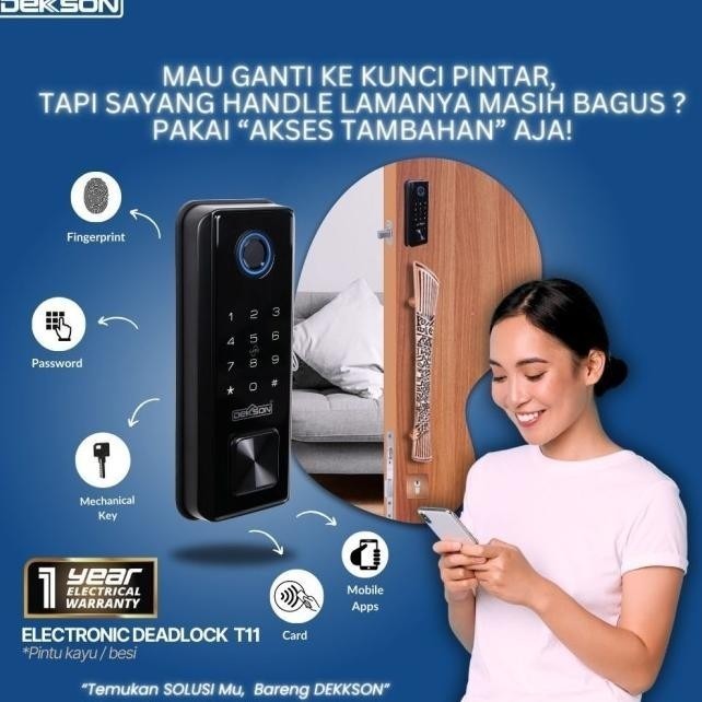 Jual Dekkson 5601190112 electronic deadlock ED T11 Black Smartlock | Shopee Indonesia