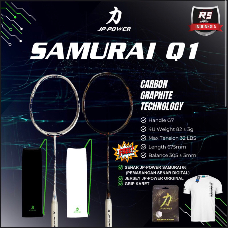 Jual Raket Badminton JP POWER SAMURAI Q1 Q 1 FREE BAJU TAS GRIP SENAR ...