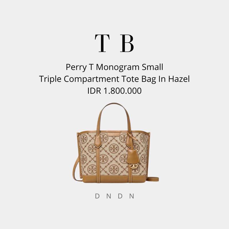 Jual Perry T Monogram Small Triple Compartment Tote Bag In Hazel ...