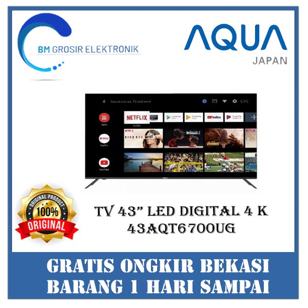 Jual AQUA TV LED 43AQT6700UG TV 43 INCH ANDROID 4K | Shopee Indonesia