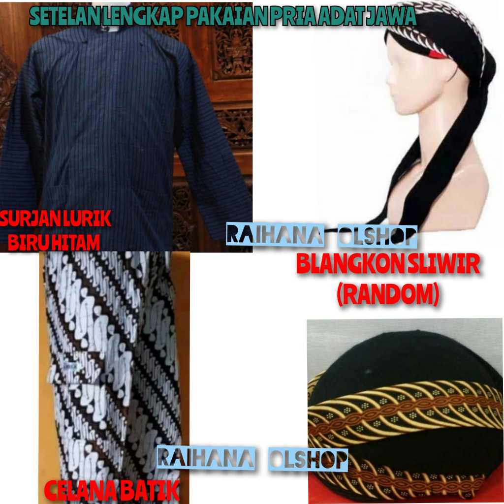 Jual SEPAKET BAJU ADAT JAWA PRIA | SURJAN LURIK BIRU HITAM + CELANA BATIK + BLANGKON SLIWIR ...