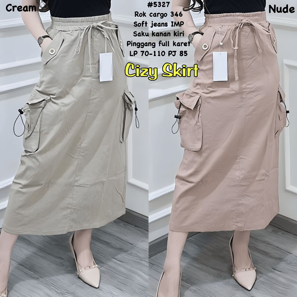 Jual Rok Cargo Twill Combed Stretch Model Casual Rok Pinggang Karet ...