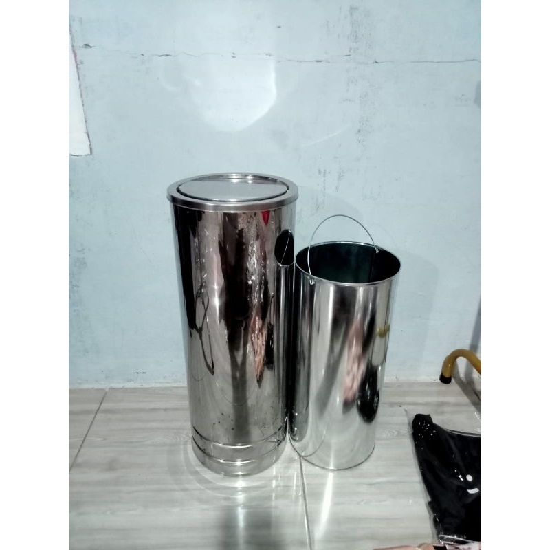 Jual tong sampah bulat stainless, tong sampah bulat stainless tutup ...