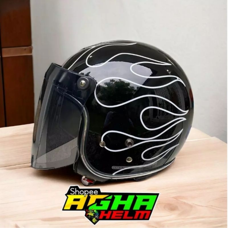 Jual Helm BOGO List Chrome Motif Api kaca venom | Shopee Indonesia