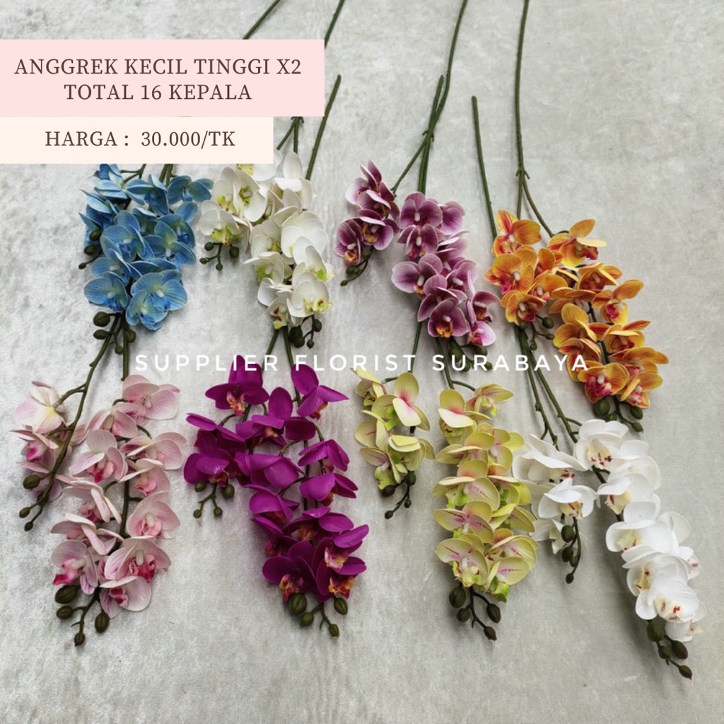 Jual [16 KEPALA] ANGGREK LATEX KECIL TINGGI X2 BUNGA PALSU ARTIFICIAL ...