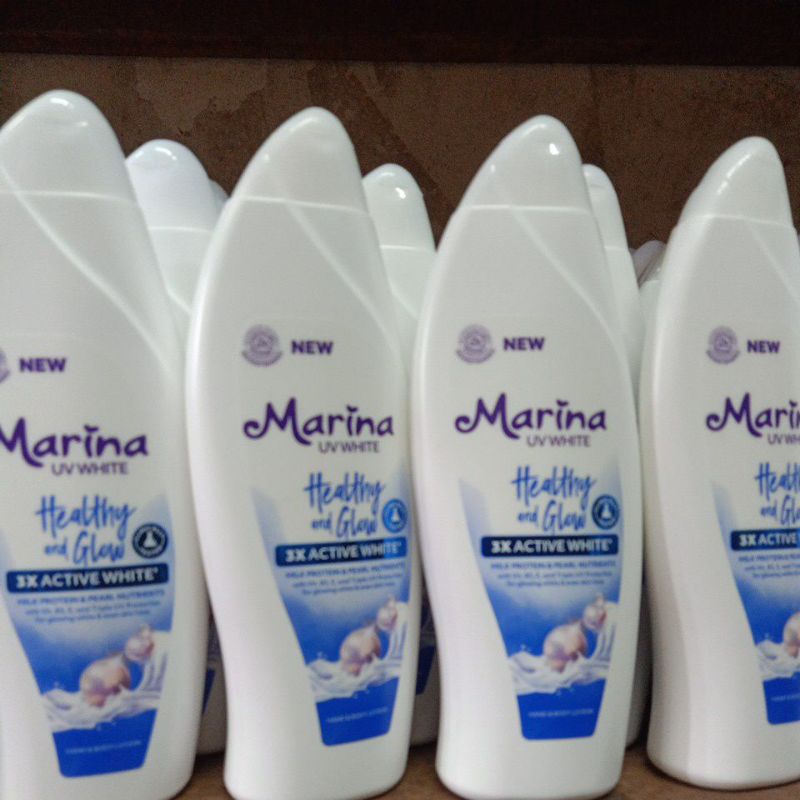 Jual MARINA BODY LOTION UV 460ml HEALTHY AND GLOW (biru) | Shopee Indonesia
