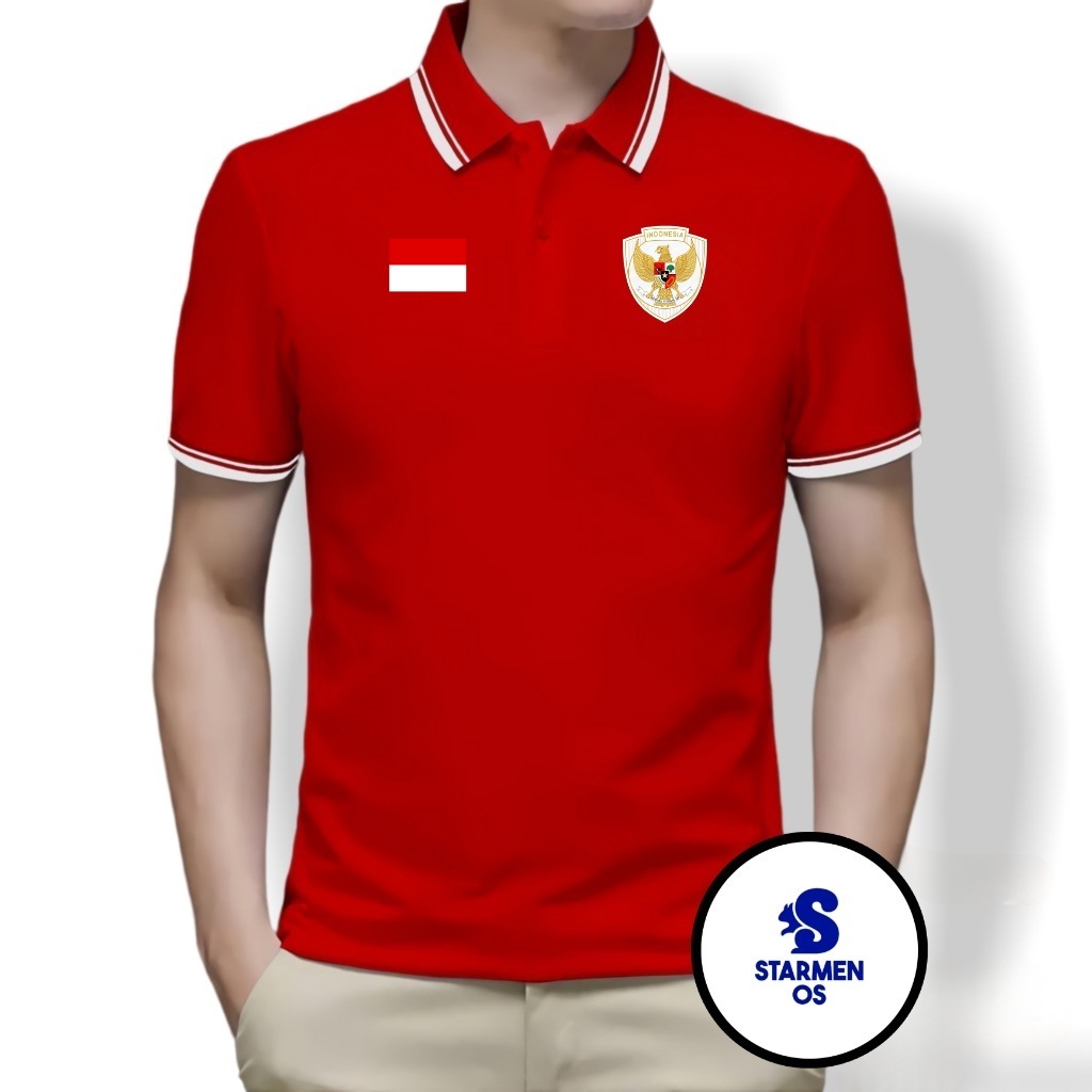 Jual Kaos Polo Shirt Pria Kerah List Putih logo TIMNAS GARUDA INDONESIA ...