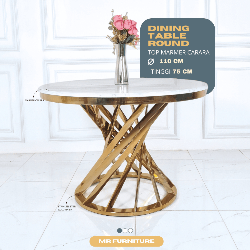 Jual meja makan | meja foyer bulat top marmer putih carrara kaki ...