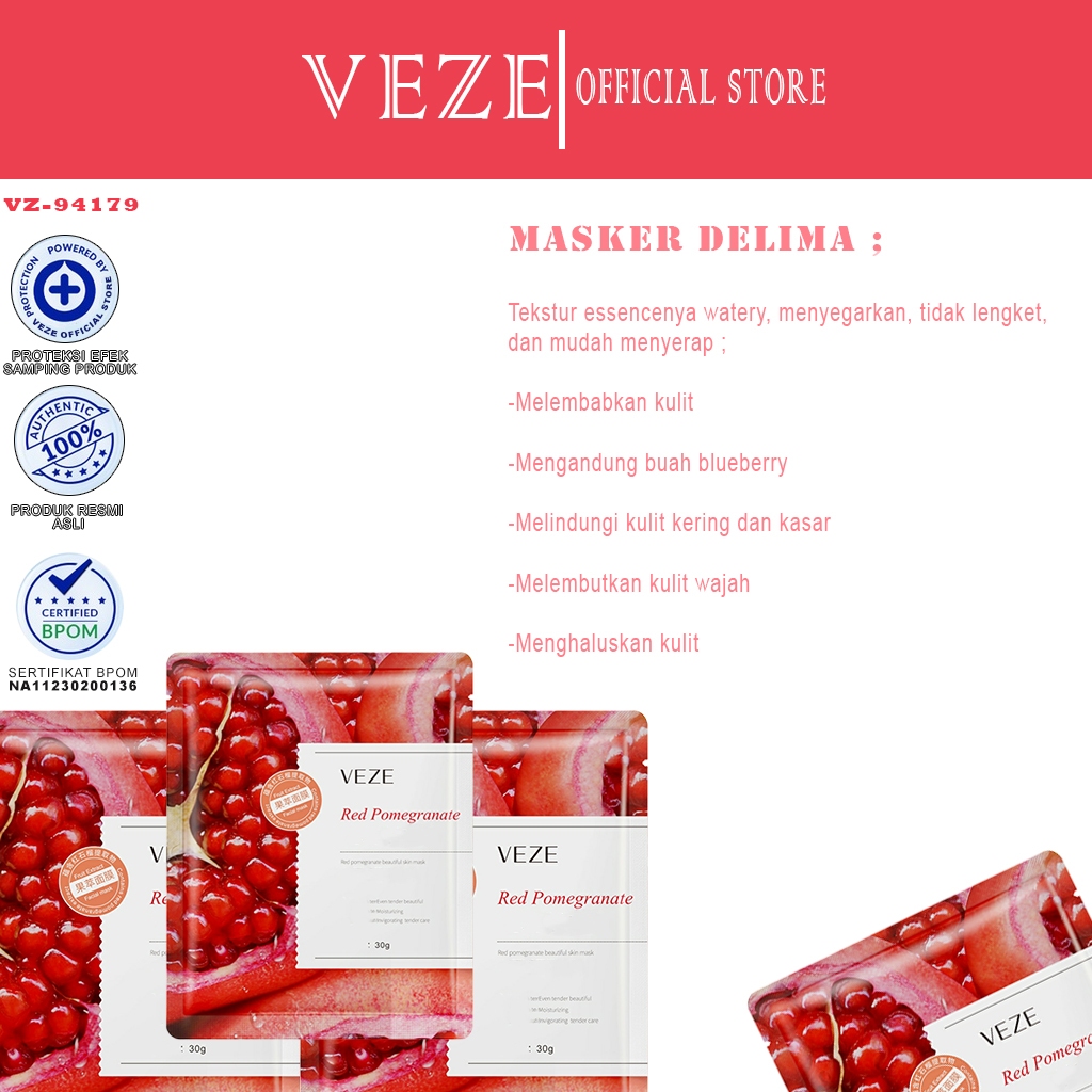 Jual [BPOM] - VEZE Fruit Mask Masker Wajah Natural Sheet Mask | Shopee ...