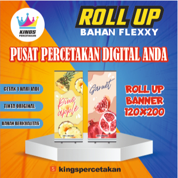 Jual Cetak Roll up banner size 120x200 dengan tiang bisa Custom desain | Shopee Indonesia