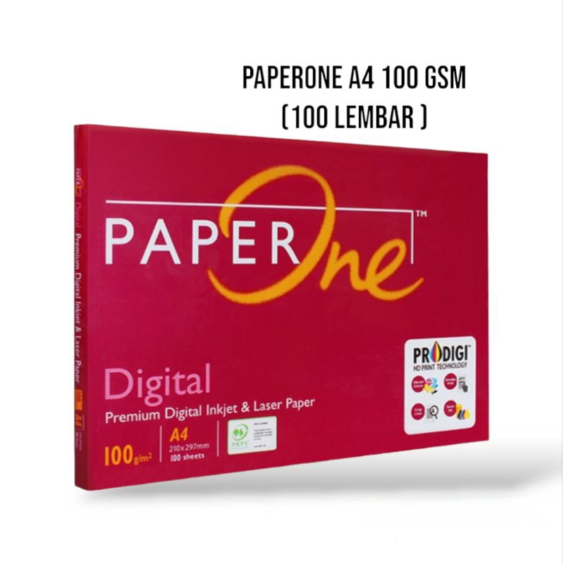 Jual [ 1 pak] kertas hvs print A4 PaperOne Digital 100gsm (100 lembar ...