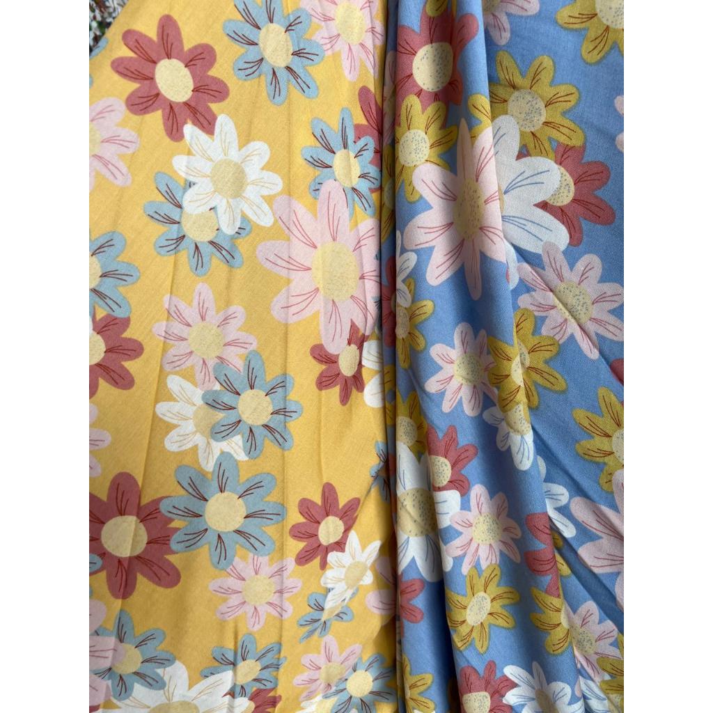 Jual kain katun rayon motif bunga besar best seller | Shopee Indonesia