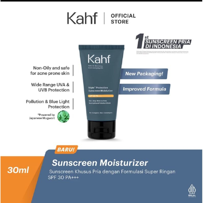 Jual KAHF Triple Protection Sunscreen Moisturizer SPF 30 PA+++ 30ml ...