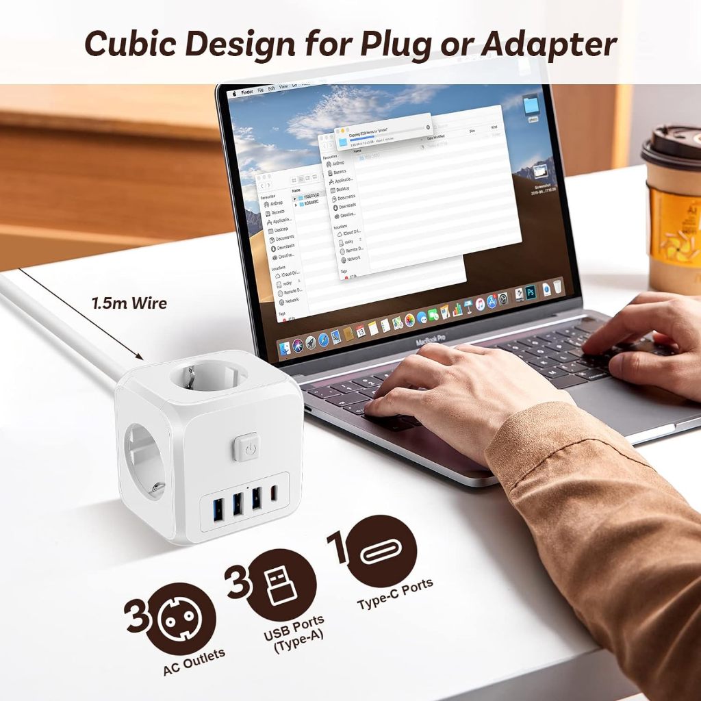 Jual Stop Kontak 7 8 in 1 USB Type C Port kabel Colokan listrik Colokan ...