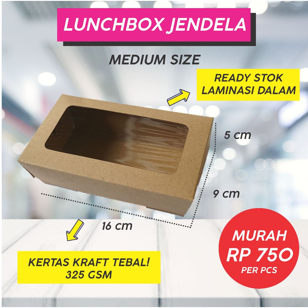 Jual LUNCH BOX PAPER JENDELA WINDOW KOTAK MAKAN BOX TAKEAWAY KRAFT ...