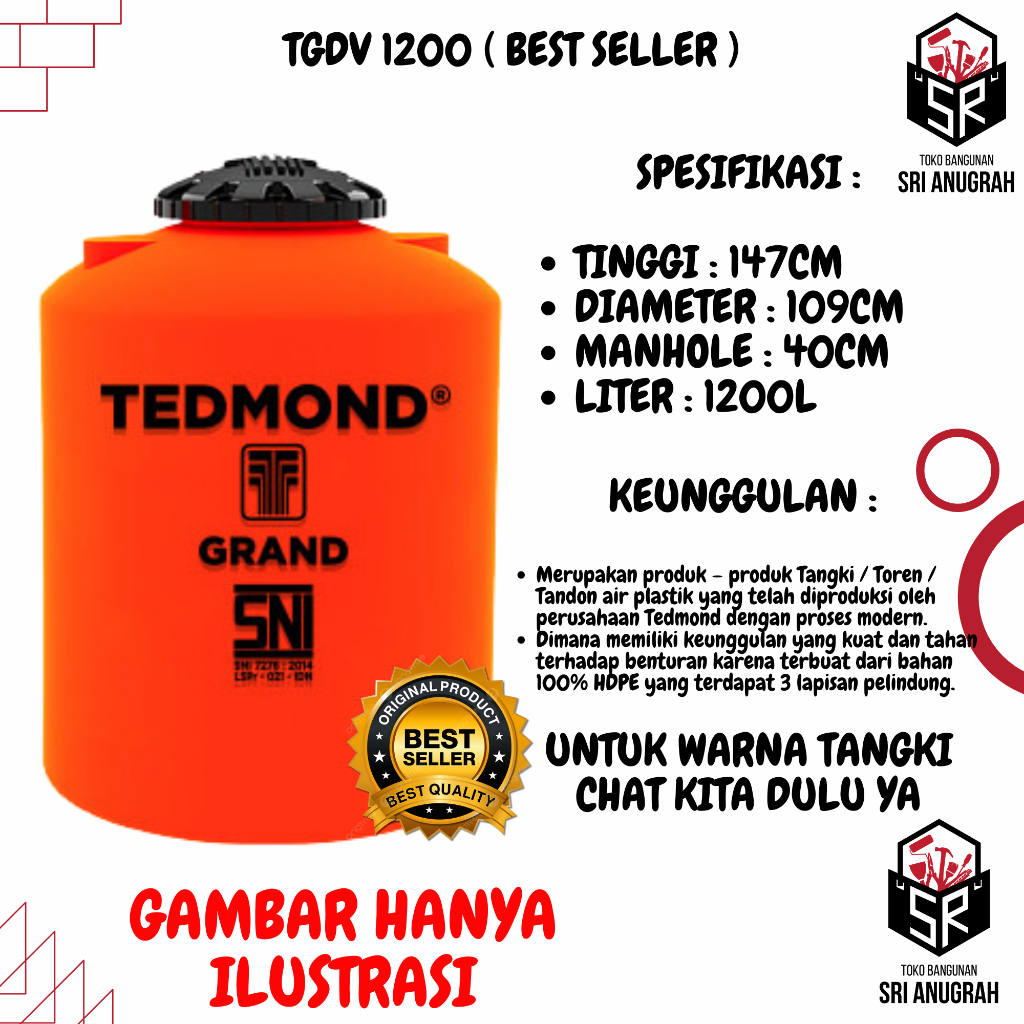 Jual TEDMOND GRAND LUXE Tangki Air Tando Air Vertikal 250L 350L 600L ...
