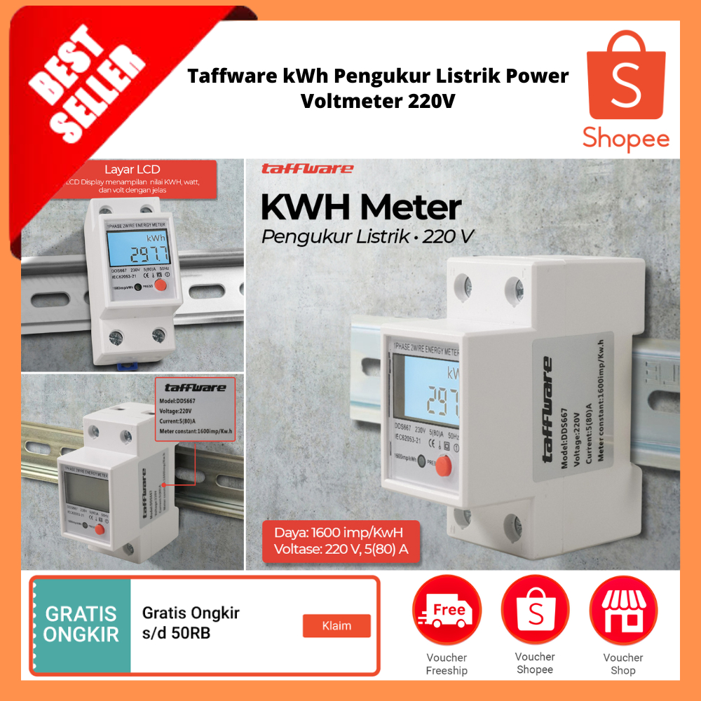 Jual kWh Pengukur Listrik Power Voltmeter 220V / Meteran Listrik Tegangan Tampilan Digital LCD ...