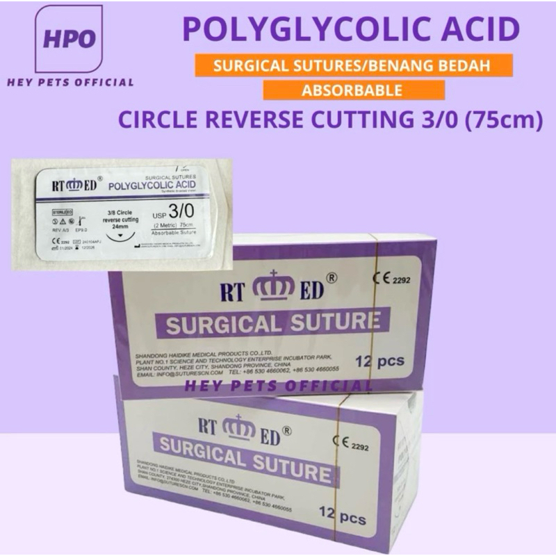 Jual Surgical suture Polyglycolic Acid / benang jahit operasi ...