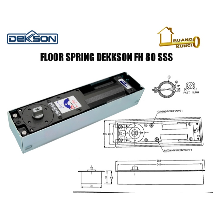 Jual Floor Hinge Dekkson FH 80 SSS Engsel Tanam Dekson BTS 80 Komplit ...