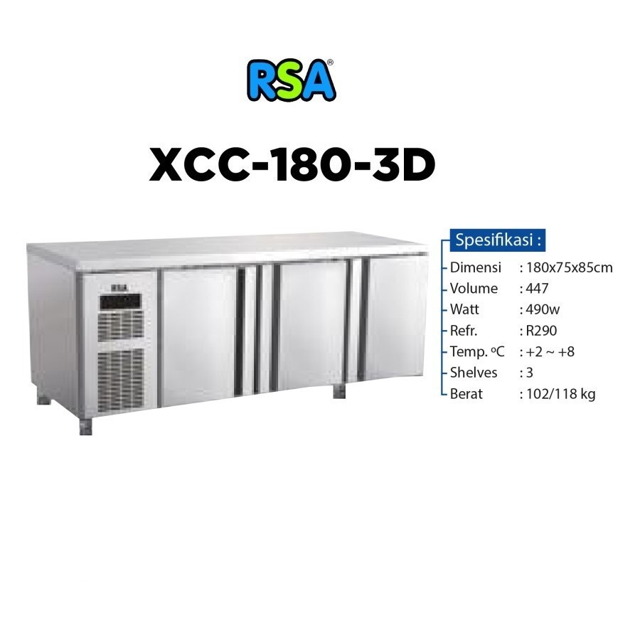 Jual RSA Undercounter Chiller 3 Pintu XCC-180-3D | Shopee Indonesia