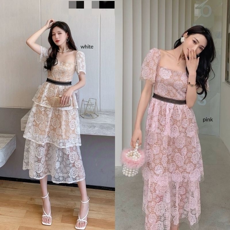 Jual PREMIUM IMPORT TC3219 ADELLE Dress Premium Style Korean Lace ...