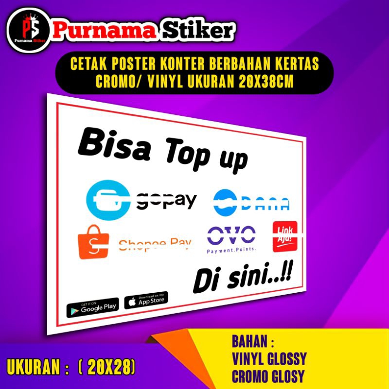 Jual cetak poster stiker konter pulsa / toko /BRILink Berbahan kertas ...