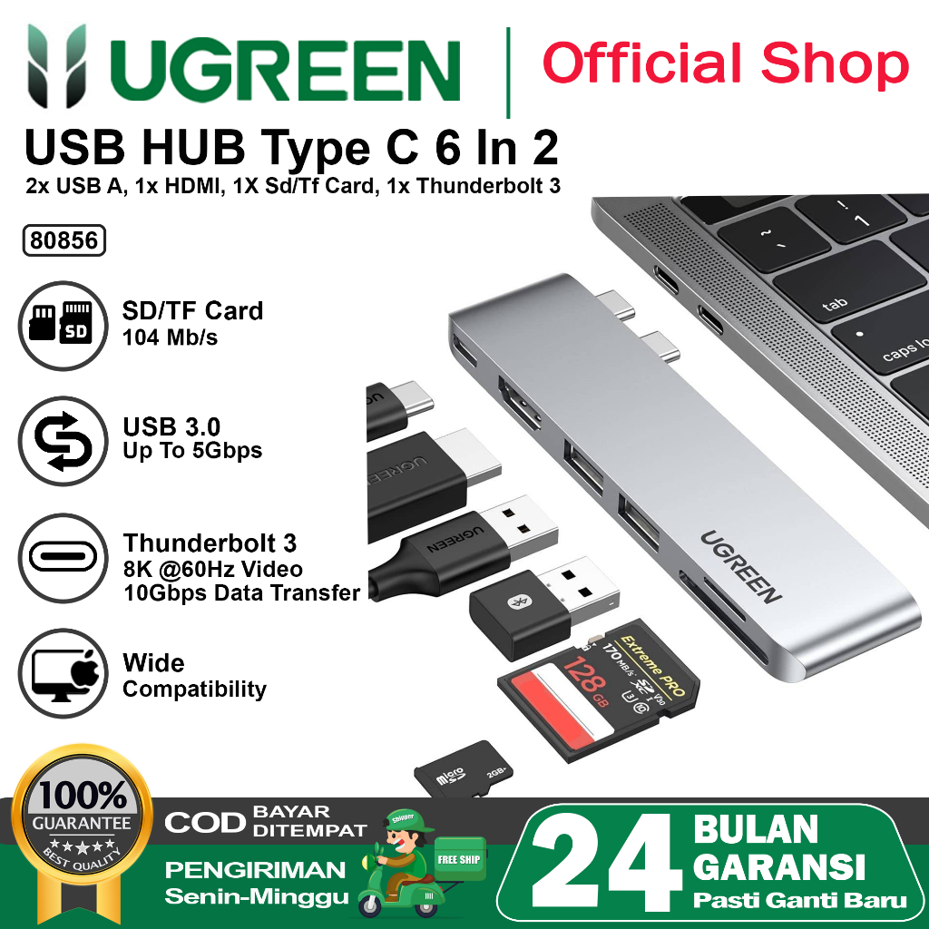 Jual UGREEN Usb HUB Type C To USB 3.0 HDMI VGA, TF/SD Card, Ethernet ...
