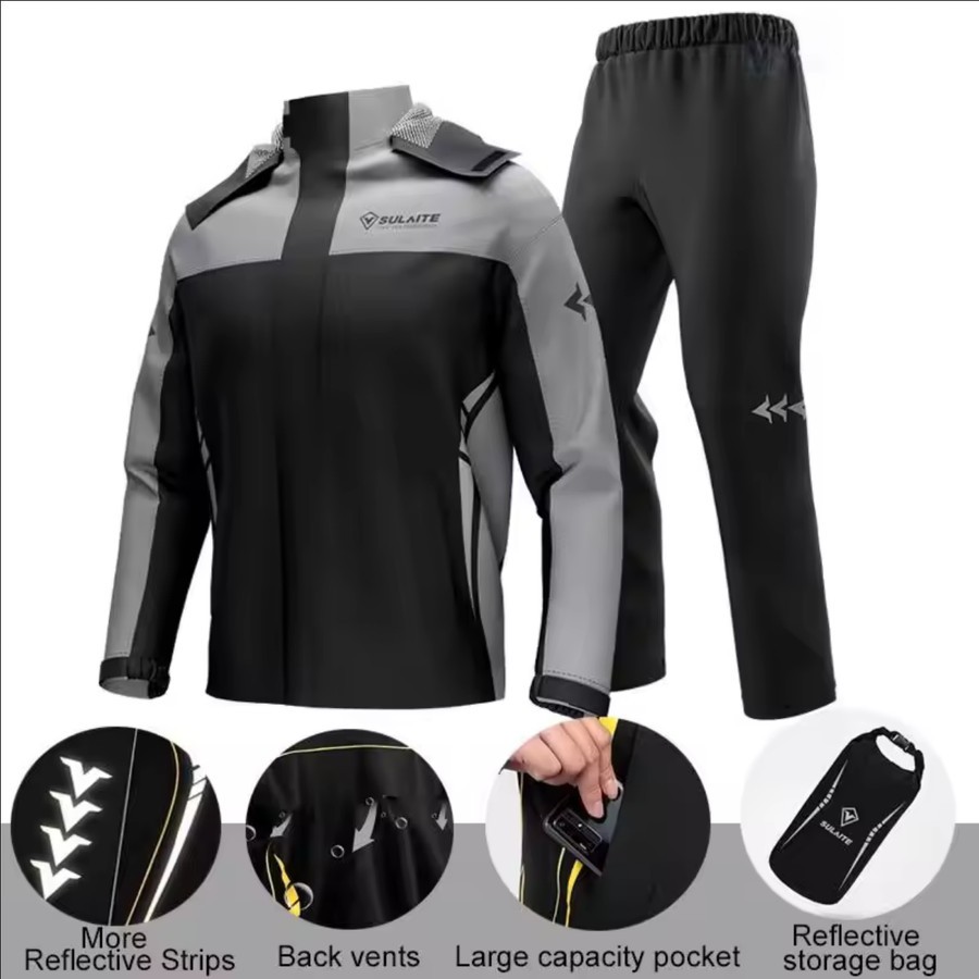 Jual SULAITE Waterproof Rainwear Motorcycle Rain Coat With Cover Jas ...