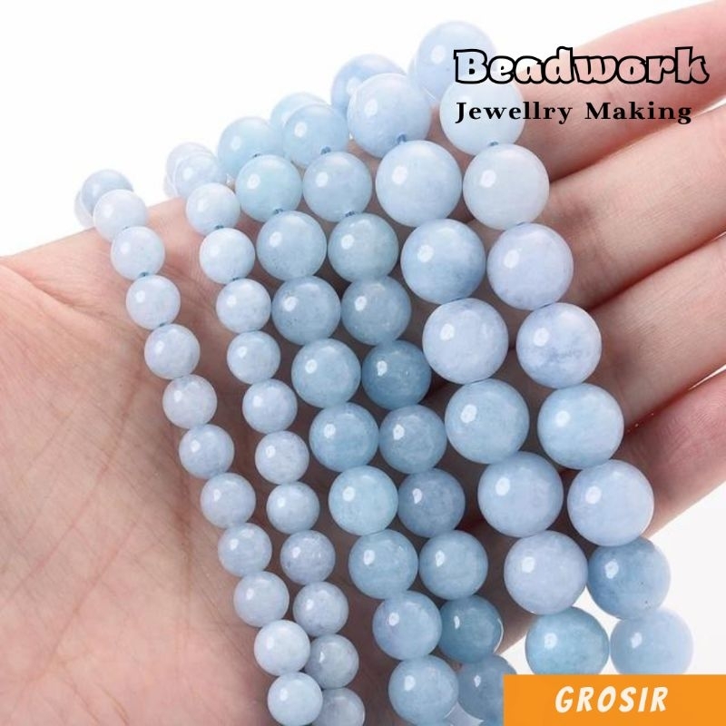 Jual AAA Manik Batu Biru Aquamarine 4/6/8/10mm | Shopee Indonesia