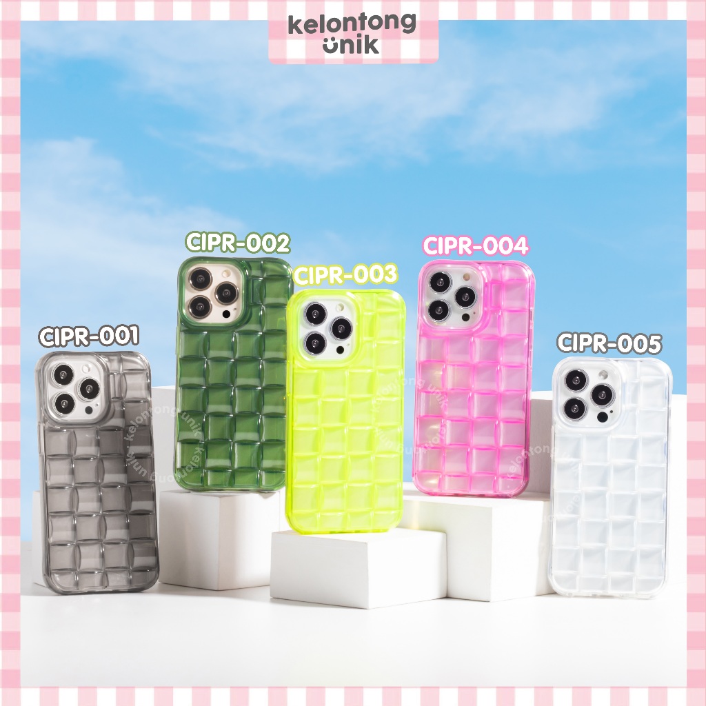 Jual KELONTONG UNIK | Waffle Choco Bar Clear Case/ Puffy Grid Case ...