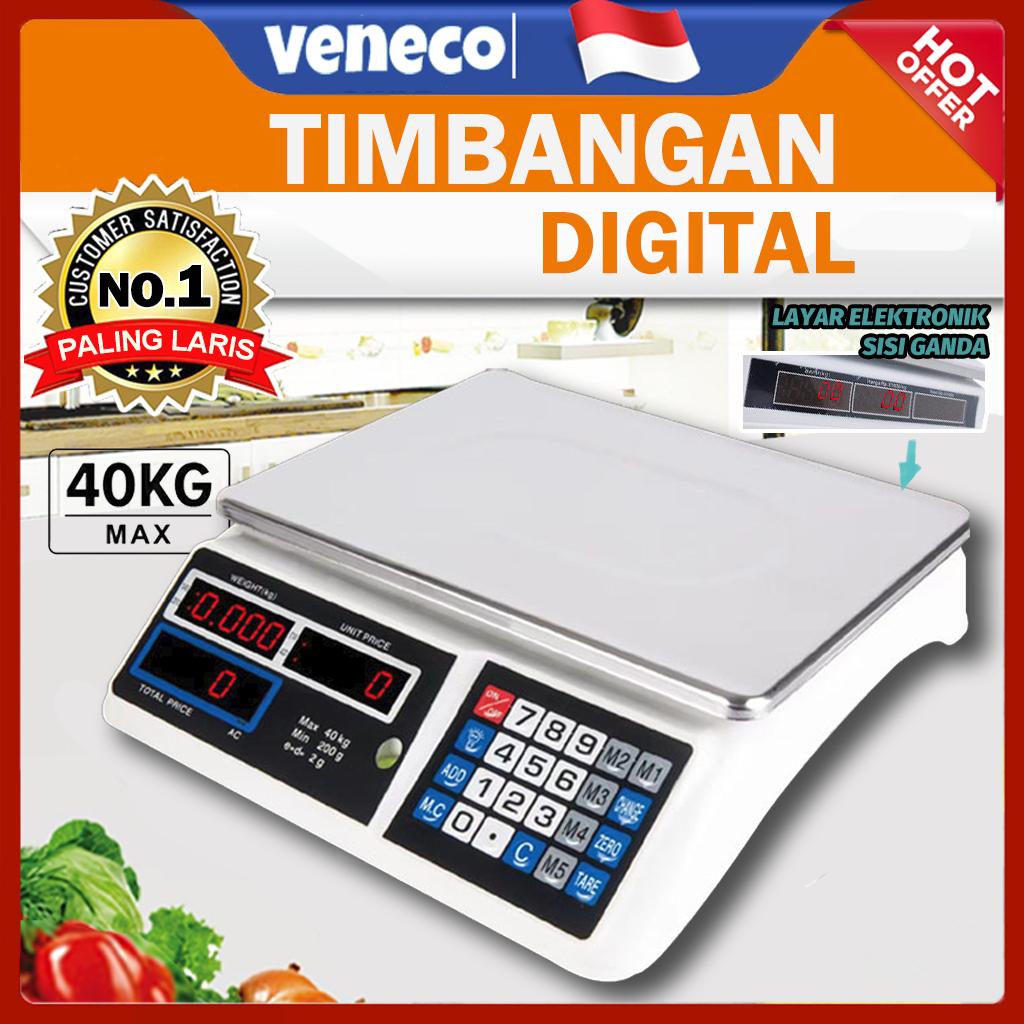Jual QME Timbangan Buah Digital 40kg Digital Computing Scale 40Kg Double Display | Shopee Indonesia