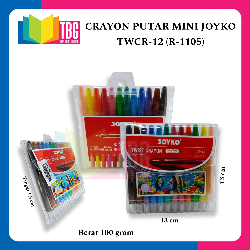 Jual 1 SET (12 WARNA) CRAYON PUTAR MINI JOYKO/TWIST CRAYON TWCR-12 ...