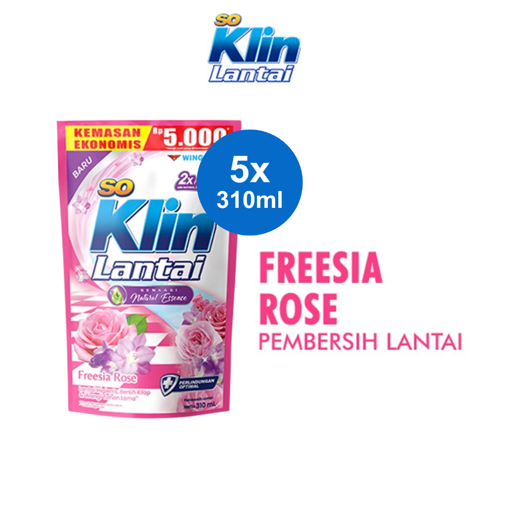 Jual So Klin Pembersih Lantai Freesia Rose 310 mL x 5 pcs | Shopee Indonesia