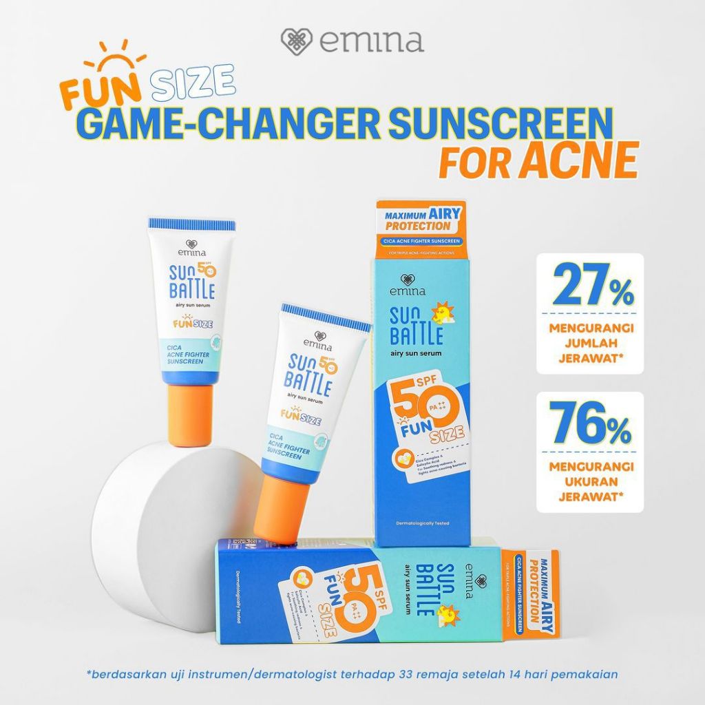 Jual EMINA SUN BATTLE SPF 50 PA++++ 20ml (FUN SIZE BIRU) | Shopee Indonesia