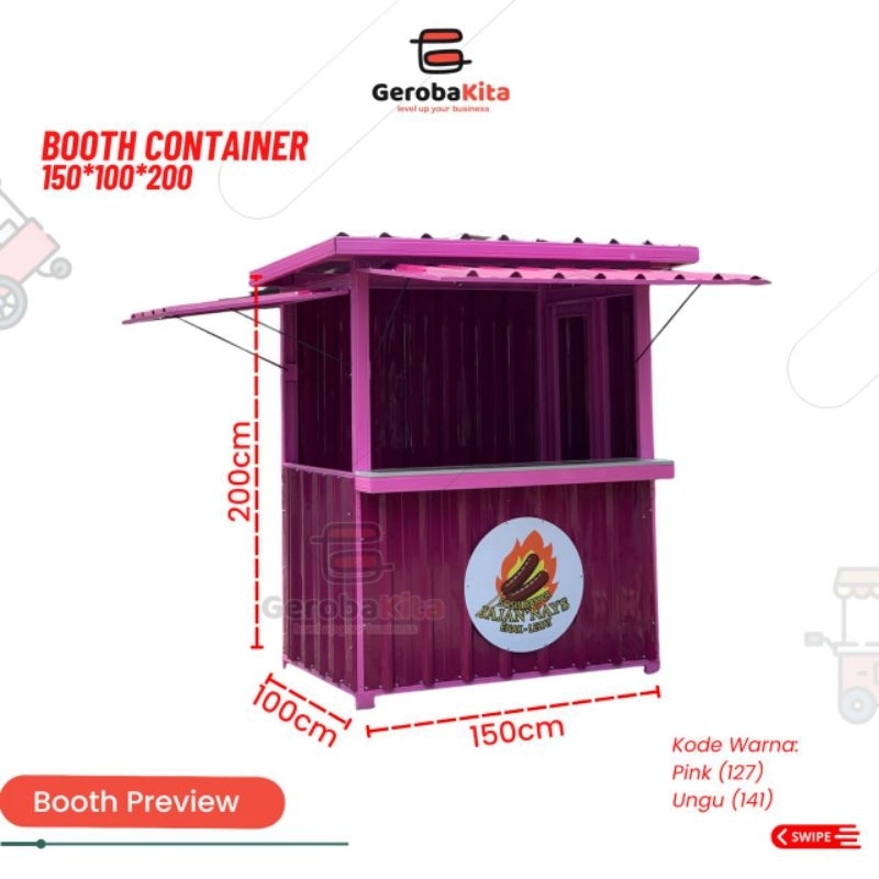 Jual booth kontainer ukuran 150x100x200 custom lantai roda | Shopee ...
