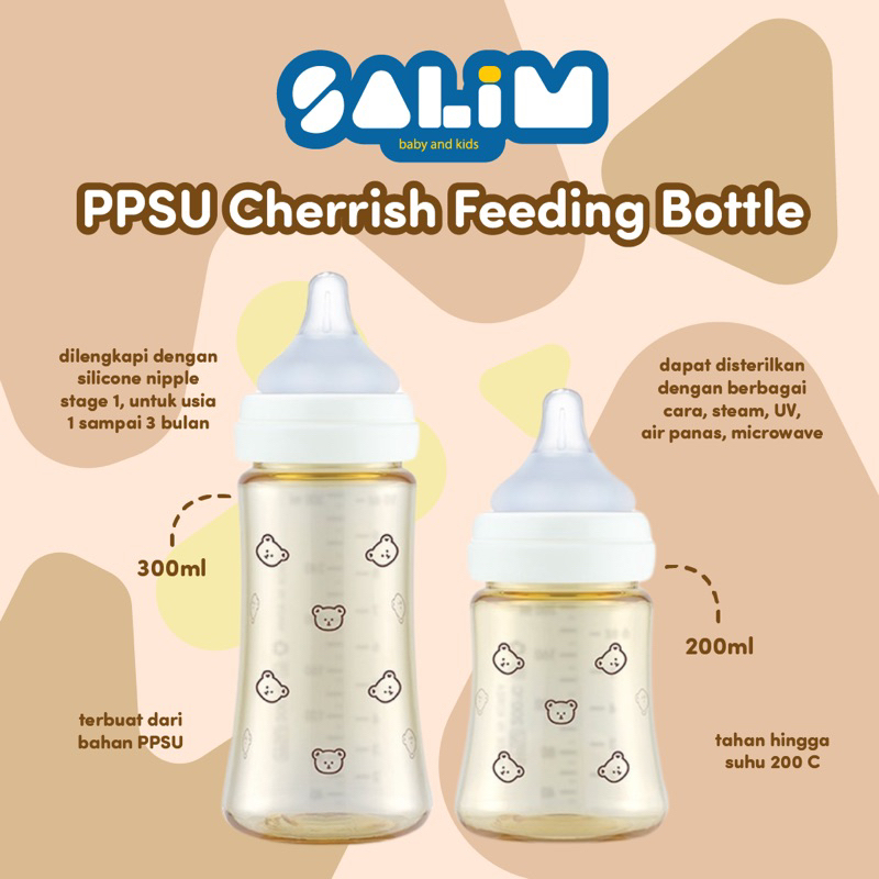 Jual PPSU CHERRISH FEEDING BOTTLE 200ml (included stage 1 teat) SINGLE PACK | Shopee Indonesia