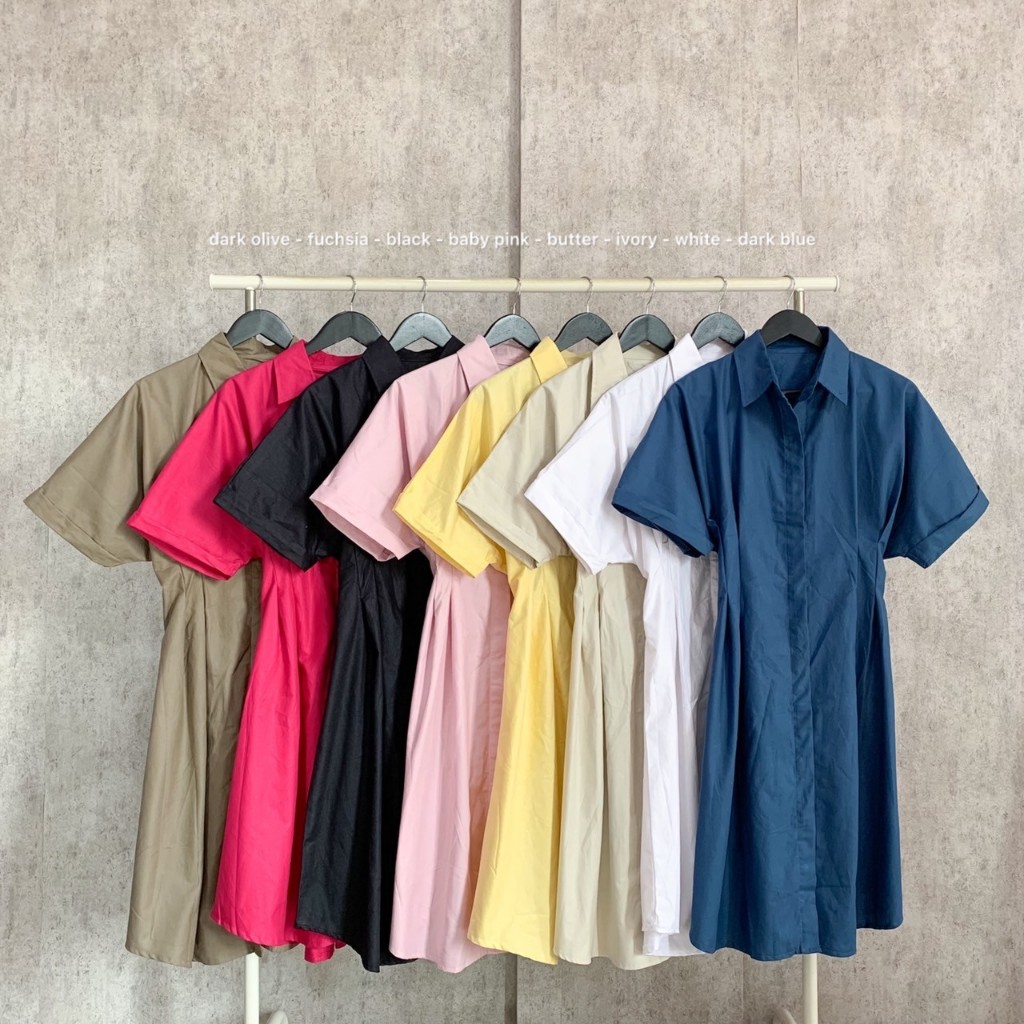 Jual Premium Presley Plain Dress TH 997 / 1038 COTTON Gaun Midi Wanita ...